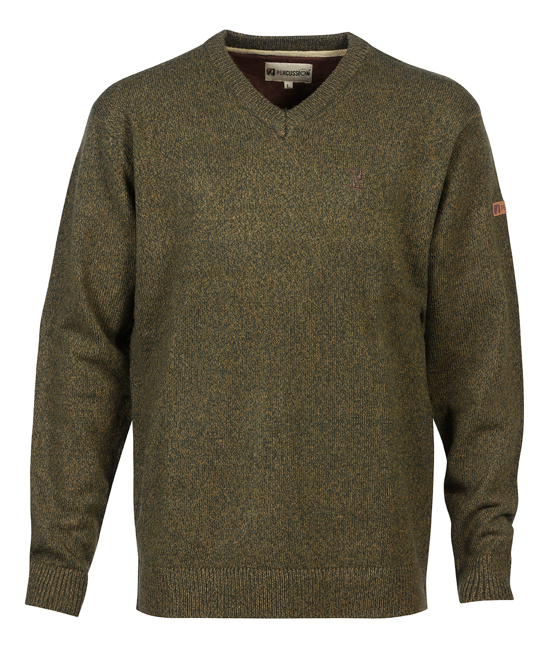 Percussion V Neck Hunting Jumper | Khaki 15121 – Sam Turner & Sons