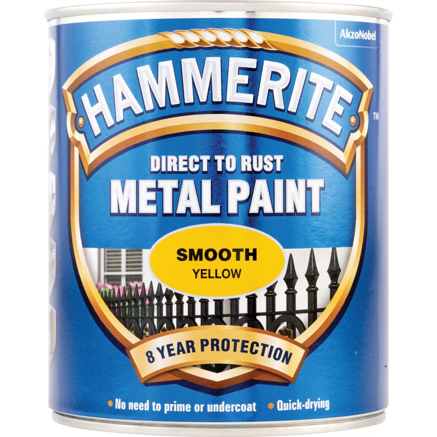Hammerite Direct To Rust Metal Paint - Smooth Finish in Yellow 750ml ...