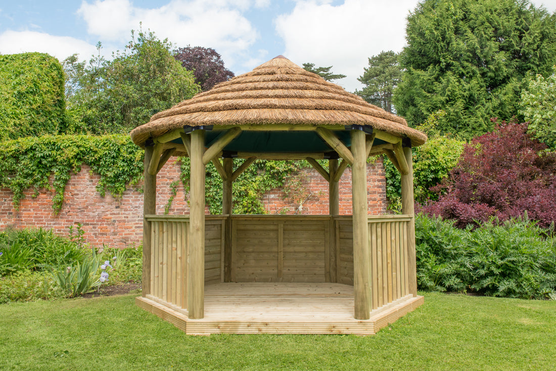 Forest Garden Hexagonal Wooden Garden Gazebo with Thatched Roof – Sam ...