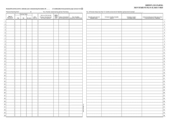 Sheep Movement Book - Holding/Flock Register for Sheep/Goats A4 – Sam ...