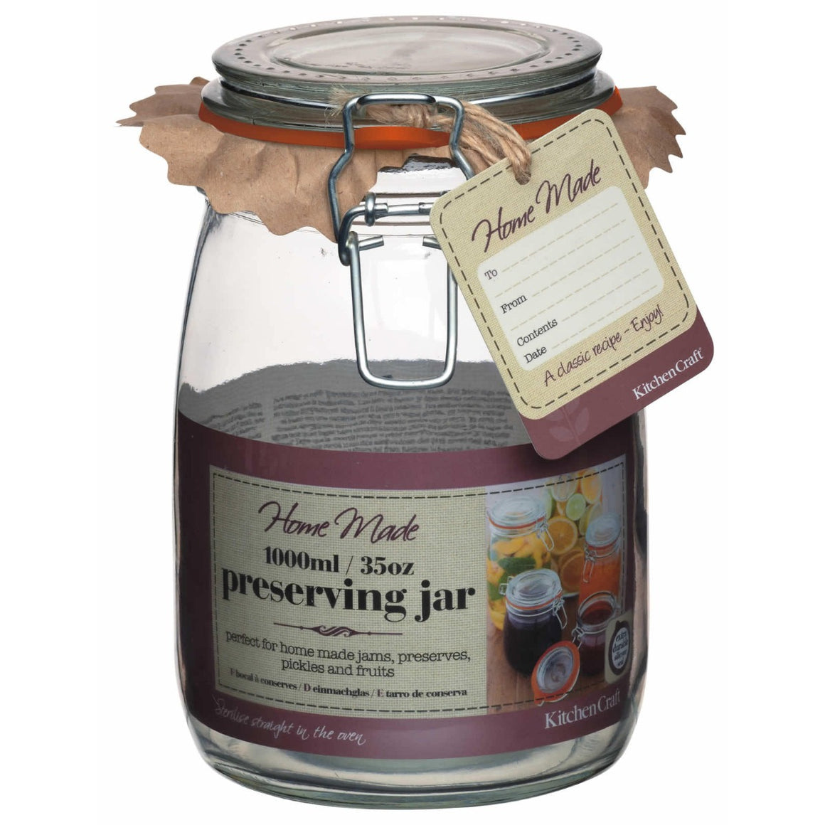 Home Made by KitchenCraft Glass Preserving Jar | 1L – Sam Turner & Sons